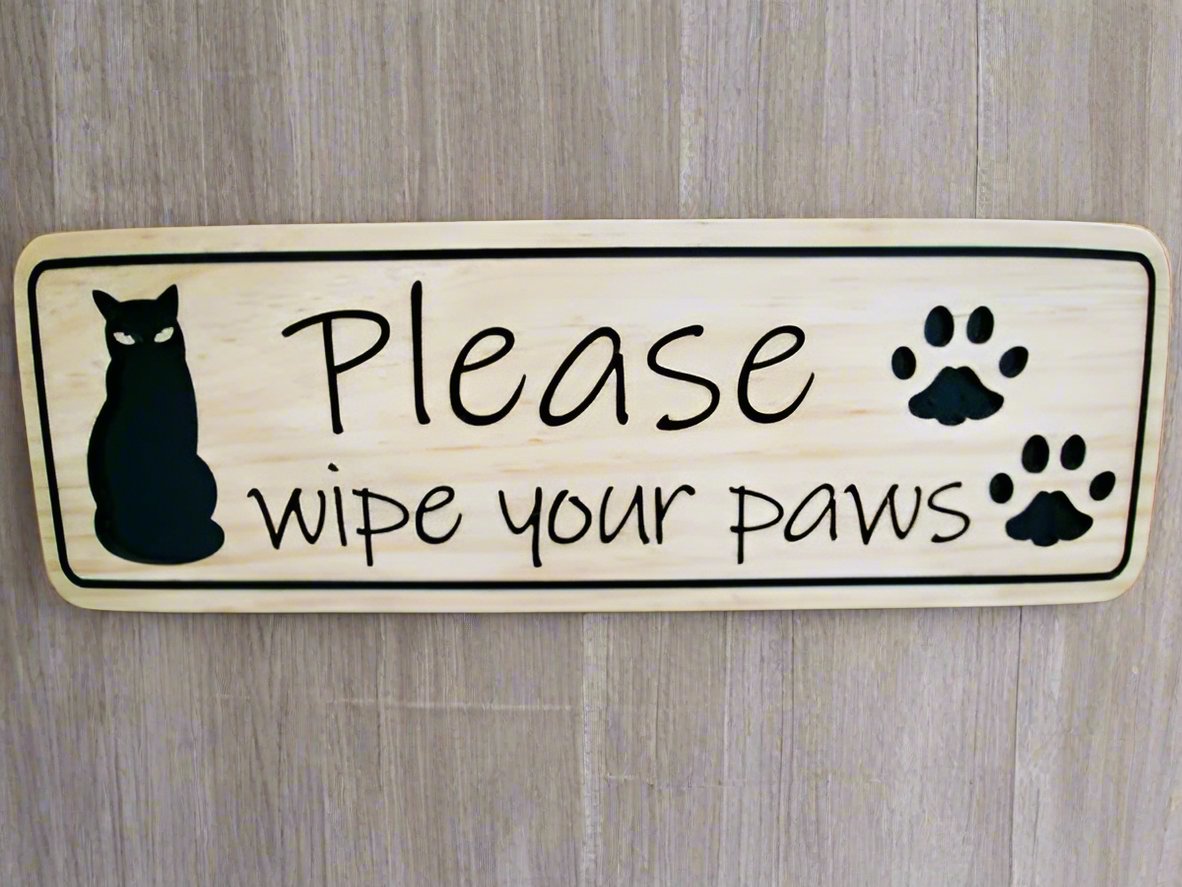 Custom Wooden Pet Door Sign with Cats and Dogs