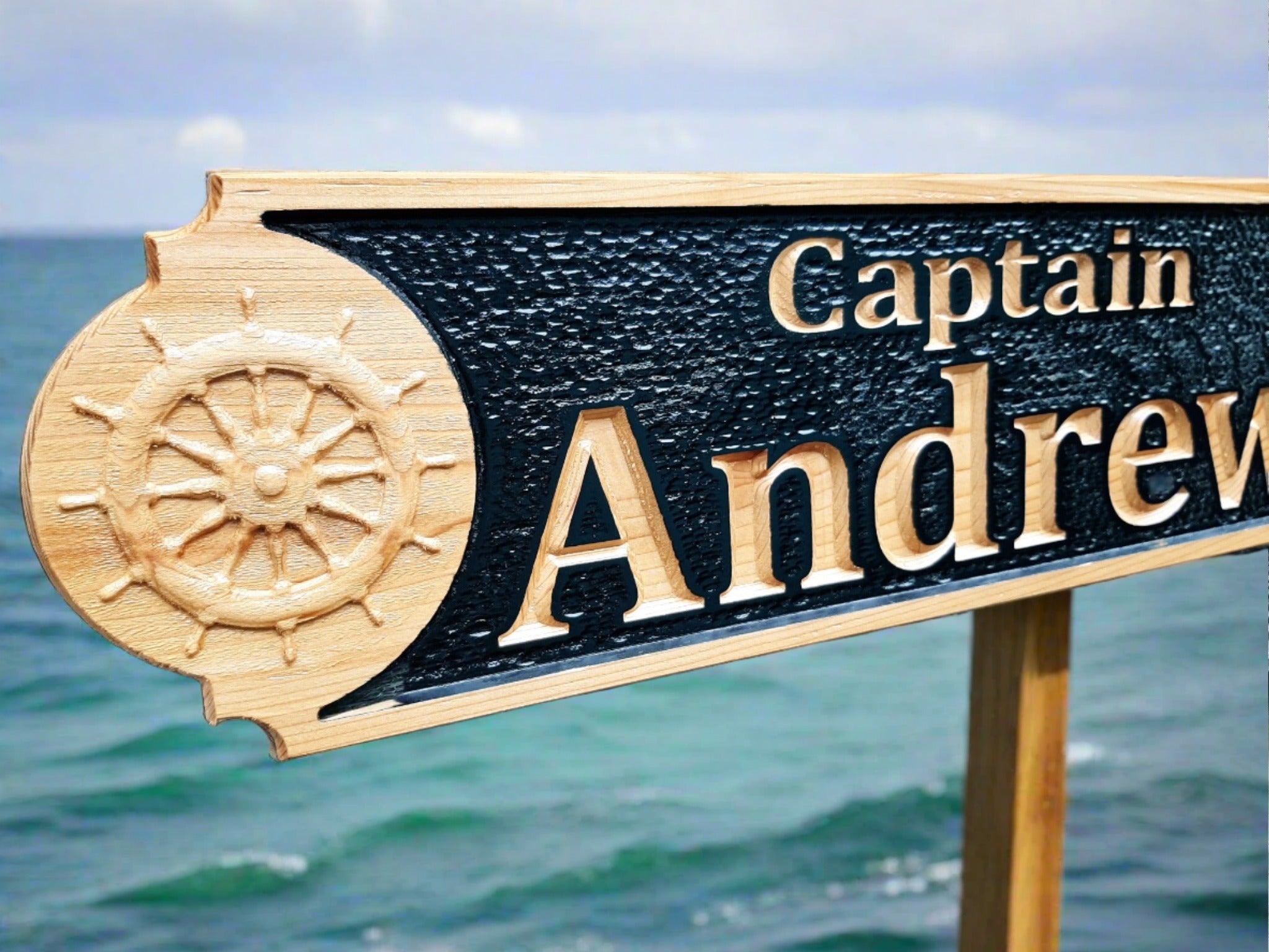 Red Cedar Nautical Art Boat Captain Name plaque
