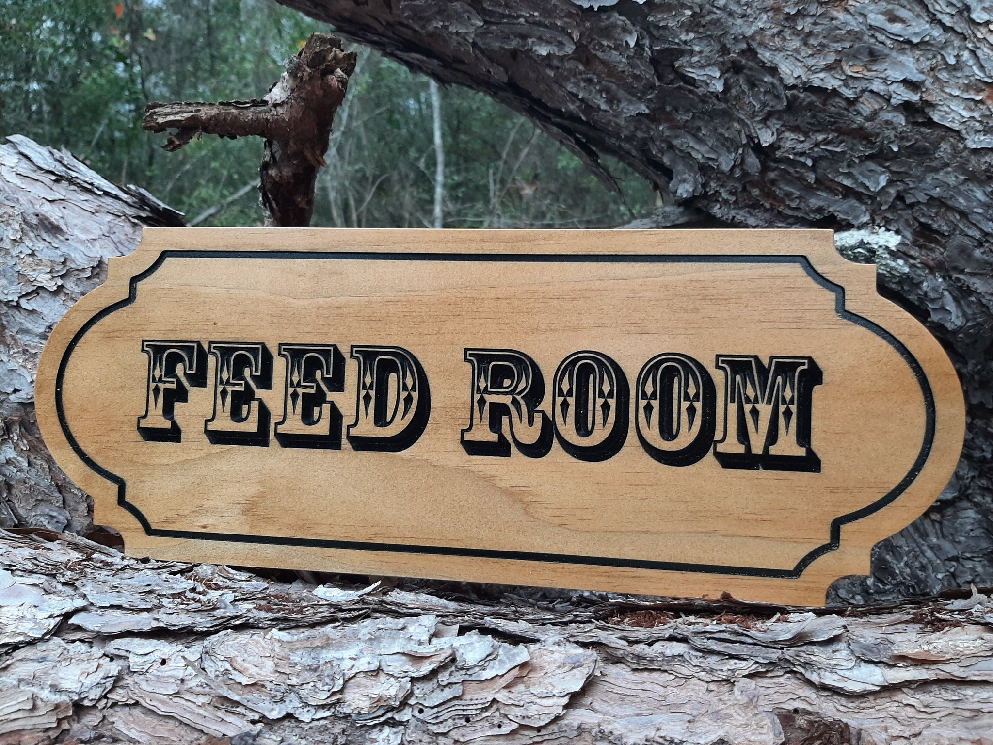Western Style Wood Engraved Feed Room Tack Room Barn Office Door sign